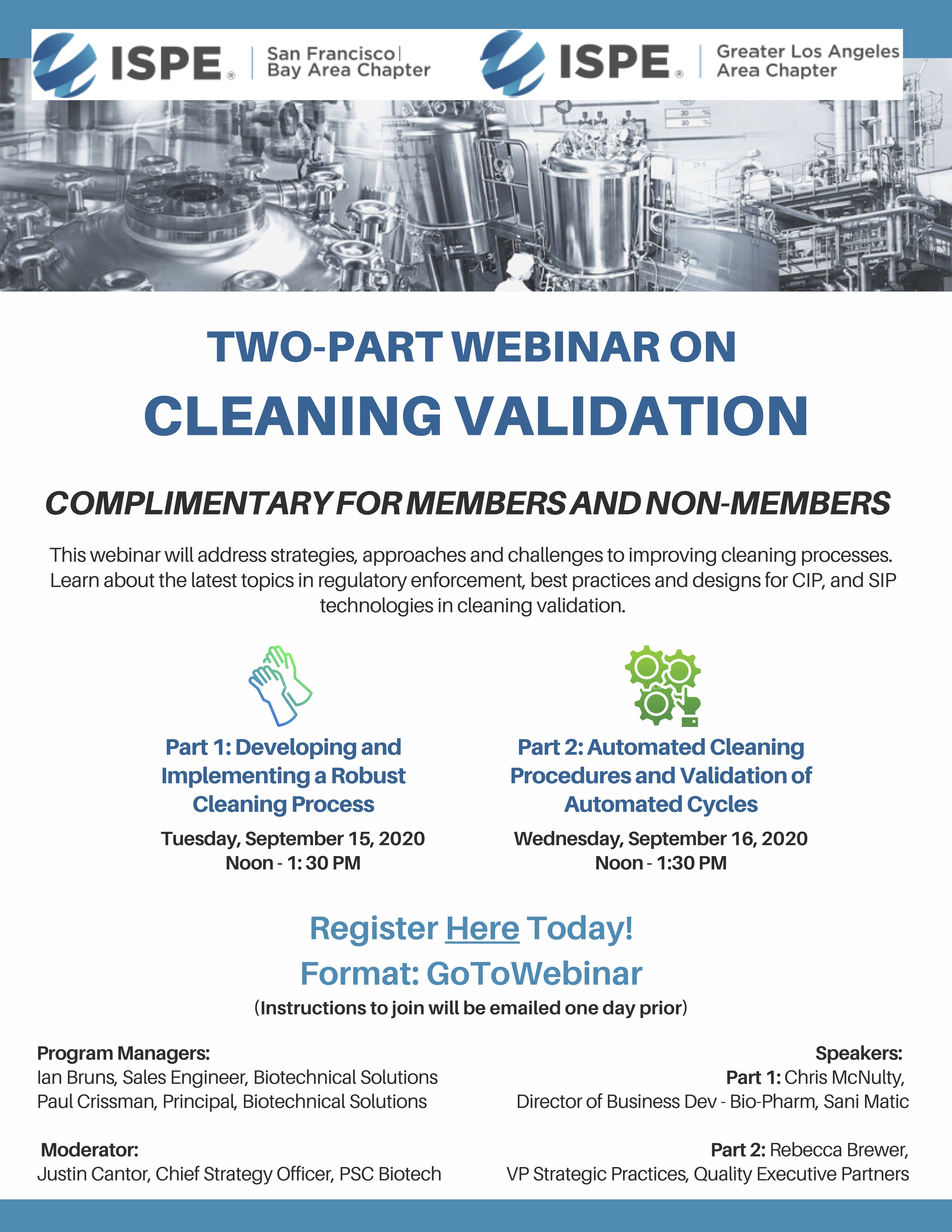 Two-part Cleaning Validation Webinar - Part 1: Developing and ... Two-part Cleaning Validation Webinar - Part 1: Developing and ...
